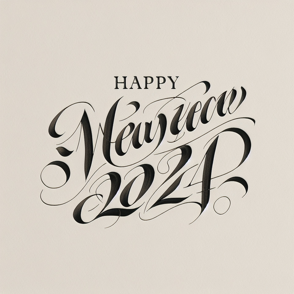 AI үүсгэсэн text calligraphy happy new year 2024 for simple Текст ...