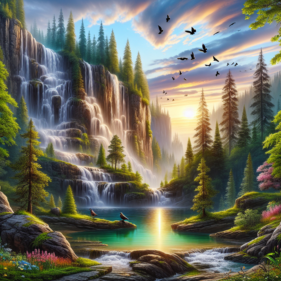 AI が生成した beautiful waterfall scenery background テキスト効果 - Seapik
