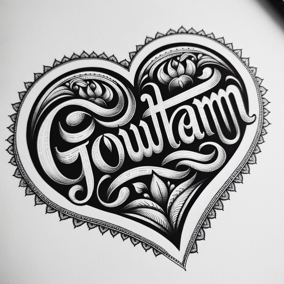 AI สร้าง Gowtham Name text in heart เอฟเฟกต์ข้อความ - Seapik