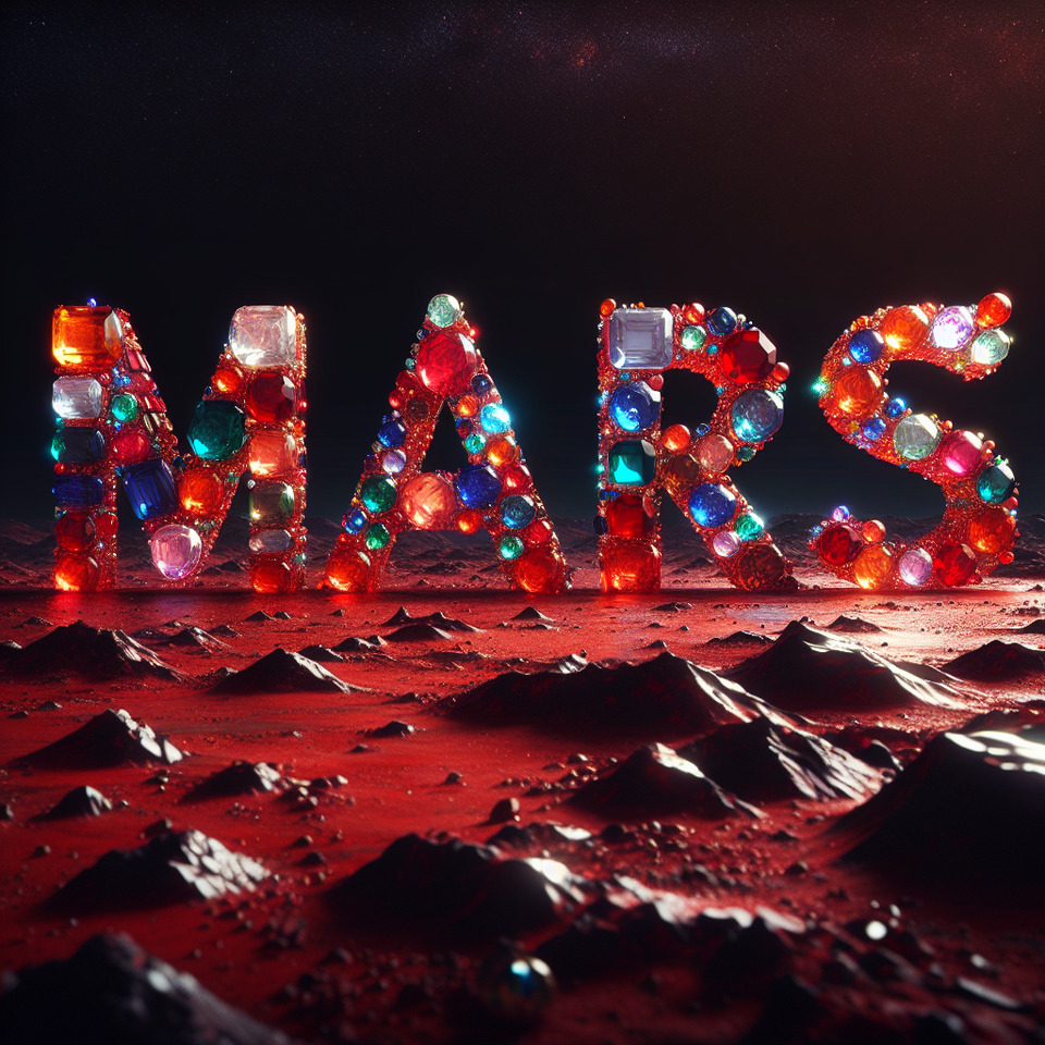 Efek Teks MARS Mogok Natural Gemstypography yang Dihasilkan AI - Seapik