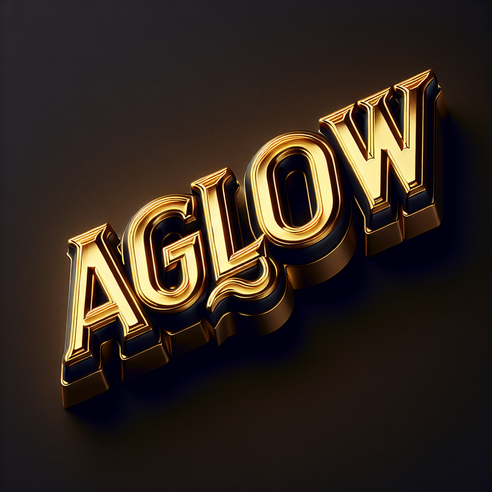 Efek Teks Gold text effect for the word AGLOW yang Dihasilkan AI - Seapik