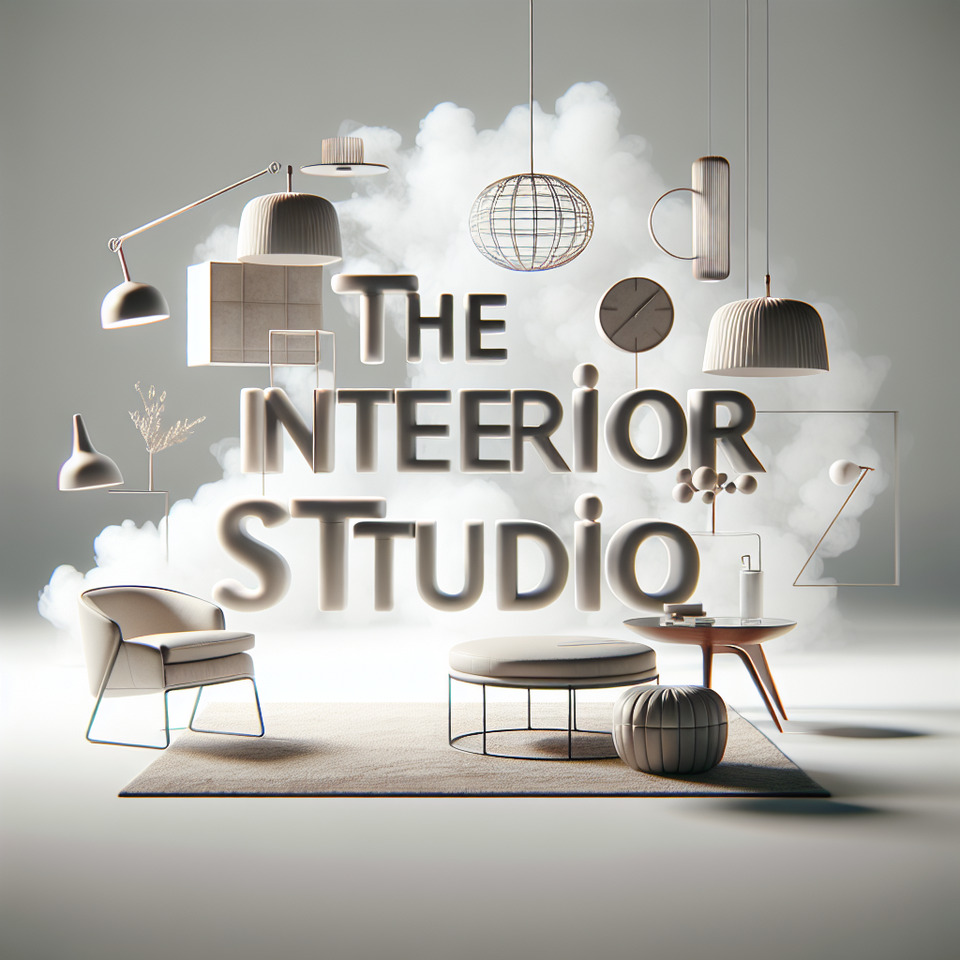 Efek Teks Text "The Interior Studio" in a trendy 3d effect with ...