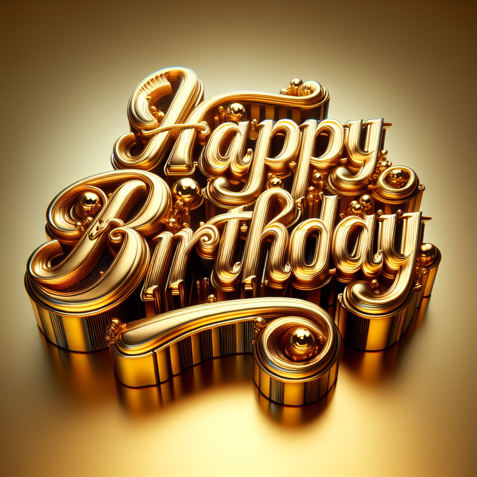 Efek Teks text "Happy Birthday"golden luxury text effect yang ...
