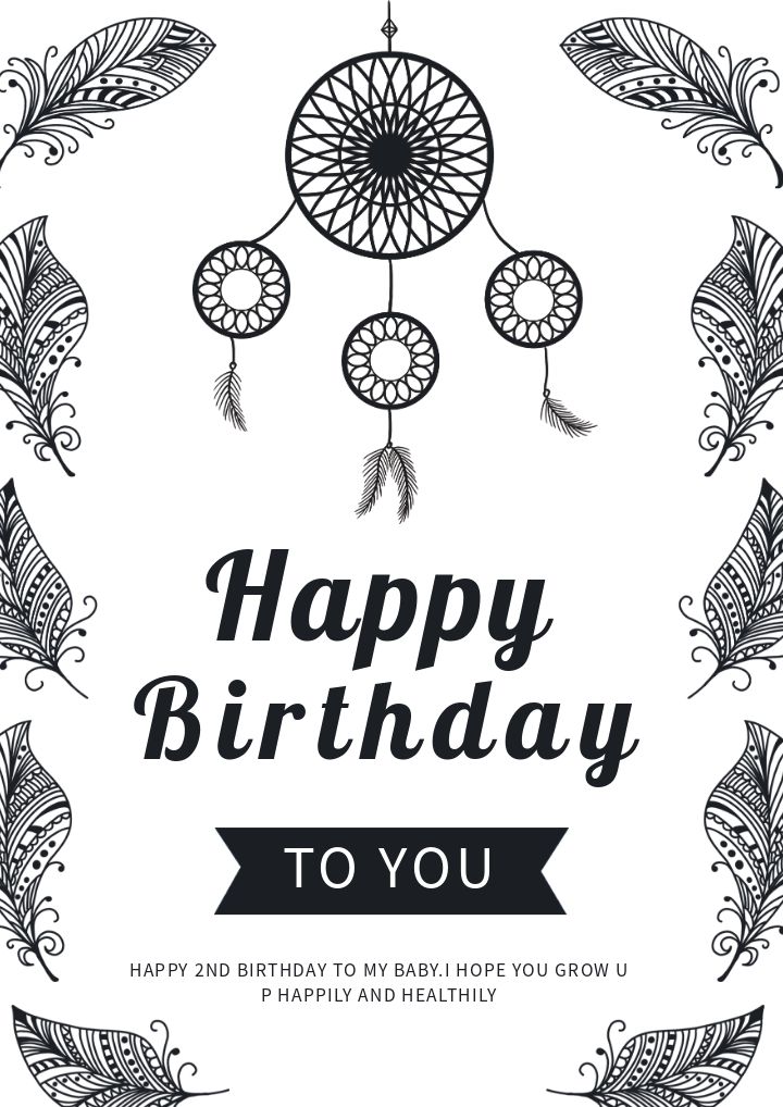 Birthday Card With Minimalist Design On A White Background Template ...
