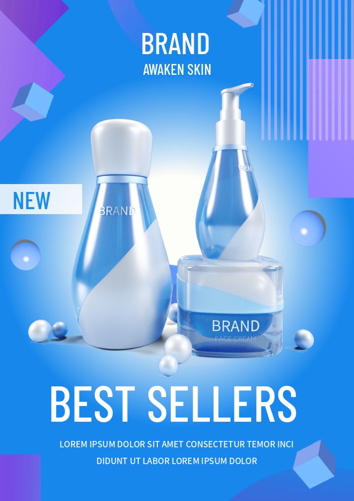 Poster Featuring Elegant Professional Skincare In Shades Of Blue ...